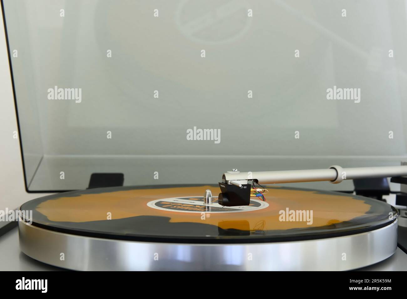 Colored vinyl on the record player Stock Photo - Alamy