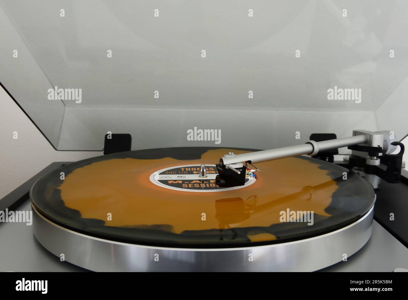 Colored vinyl on the record player Stock Photo - Alamy