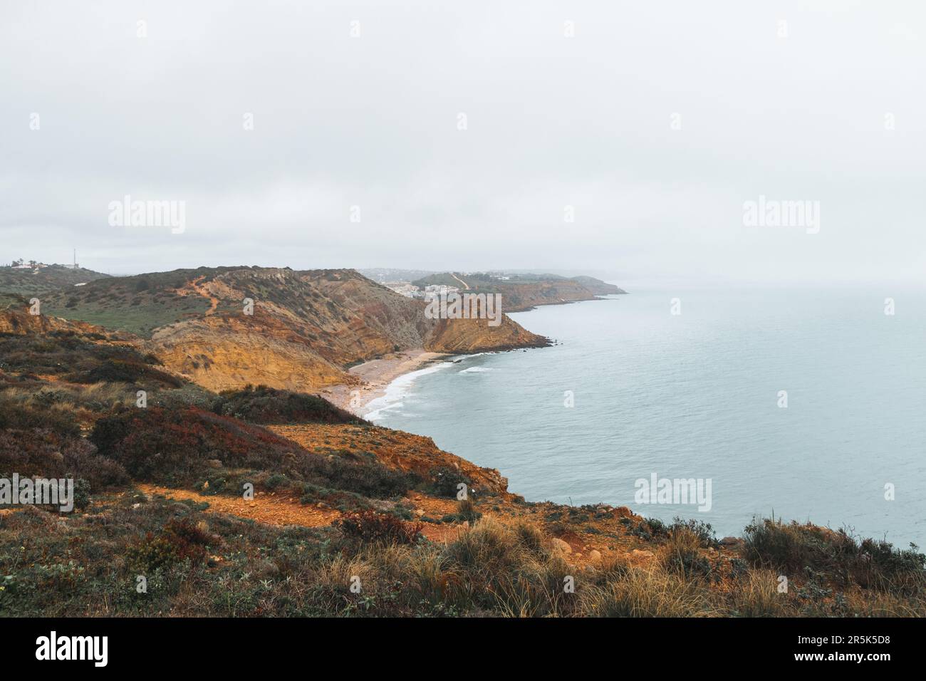 Mountainous coastline of Portugal's southern peninsula in the famous ...