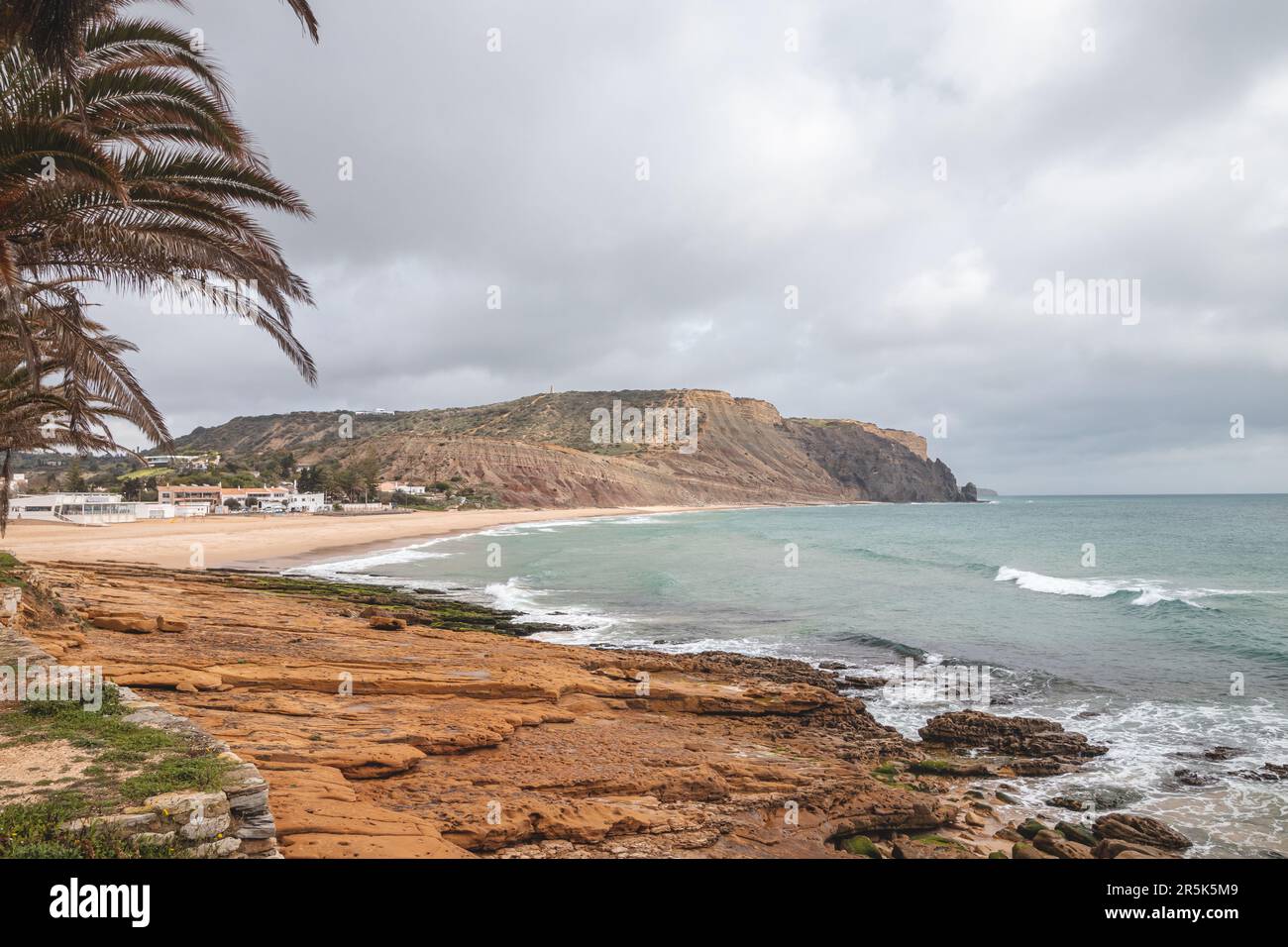 Tourist destination of Luz with Praia da Luz and views of the Atalaia ...