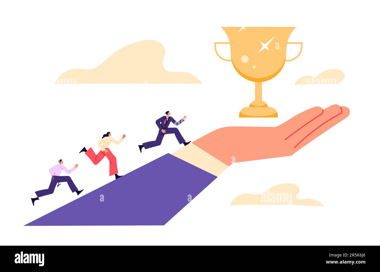 Business people run upward to accomplishments. Competition or a ...