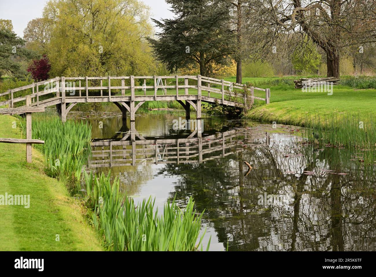 Footbridge in the gardens at Hever Castle, Kent, the childhood home of ...