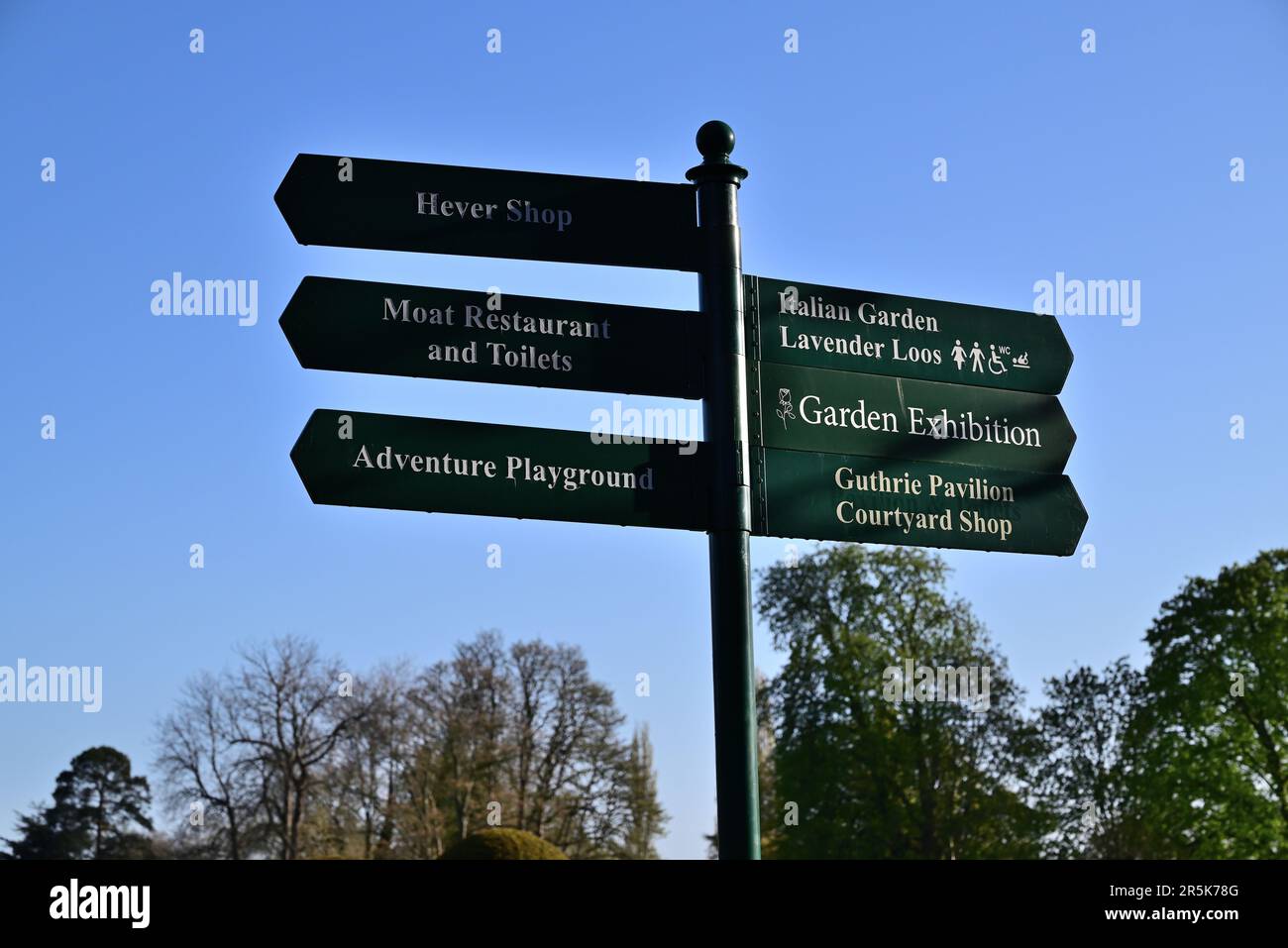 A signpost at Hever Castle, Kent, the childhood home of Anne Boleyn ...