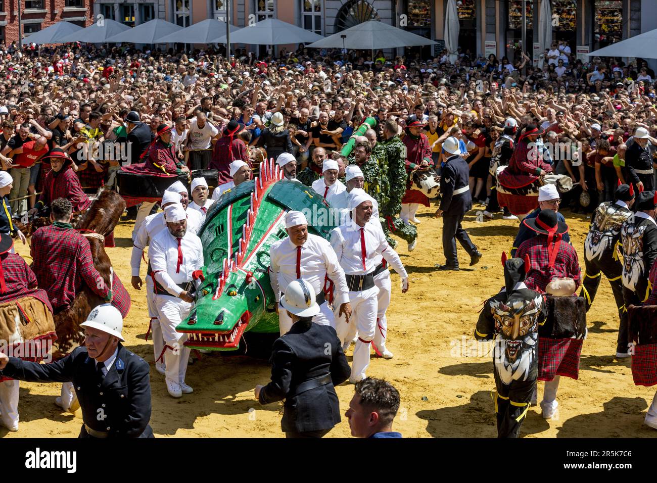 Mons, Belgium. 04th June, 2023. Illustration picture shows the Ducasse ...