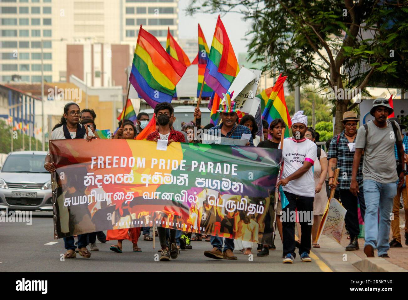 Members of Sri Lanka’s LGBTQ+ community parade demanding an end to ...
