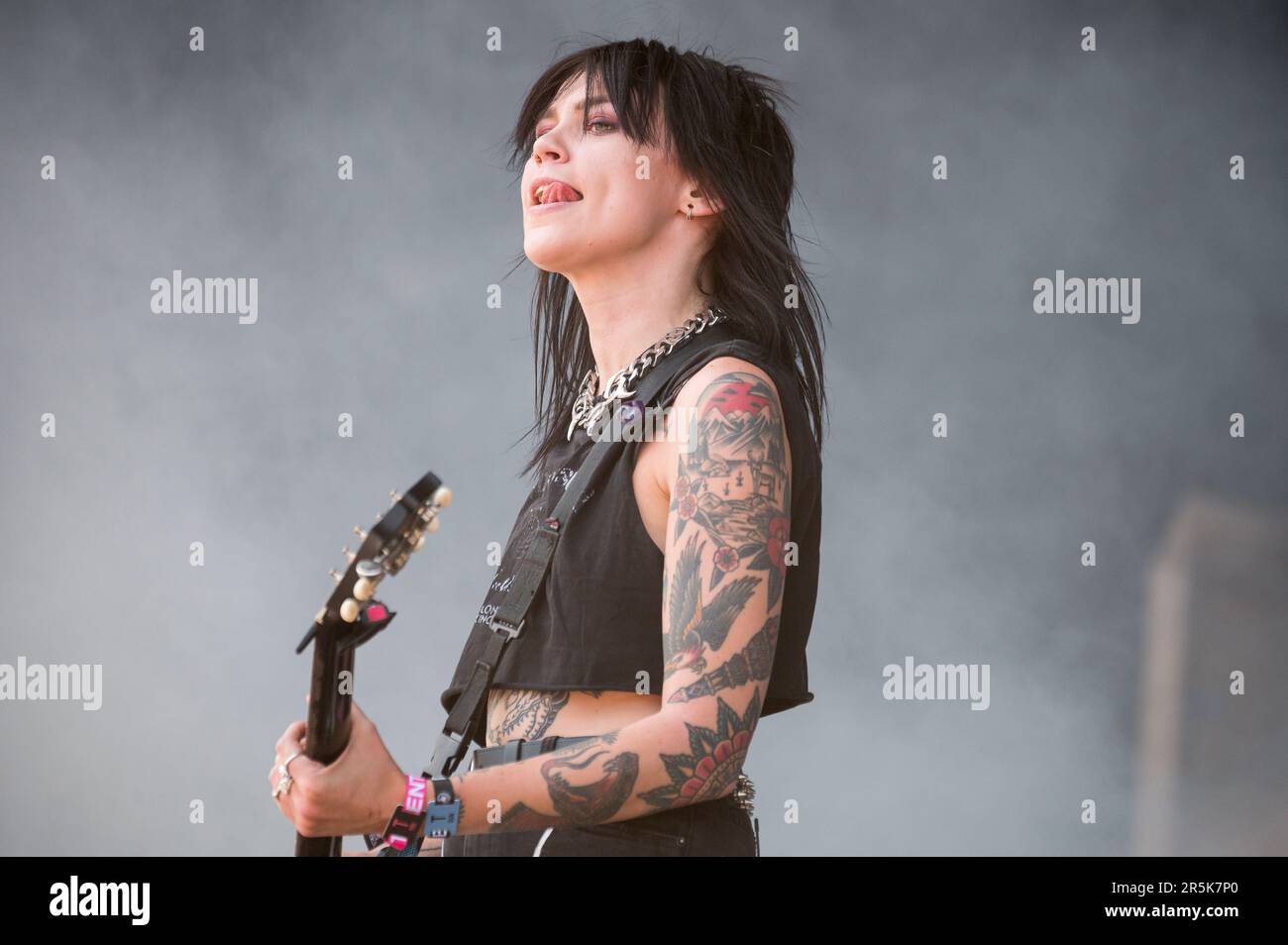 Nuremberg, Germany. 04th June, 2023. Guitarist and singer Hannah Mee of ...
