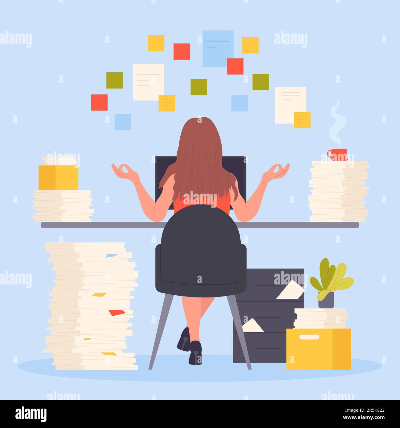 Desk Cartoon Image Of Full Of Papers