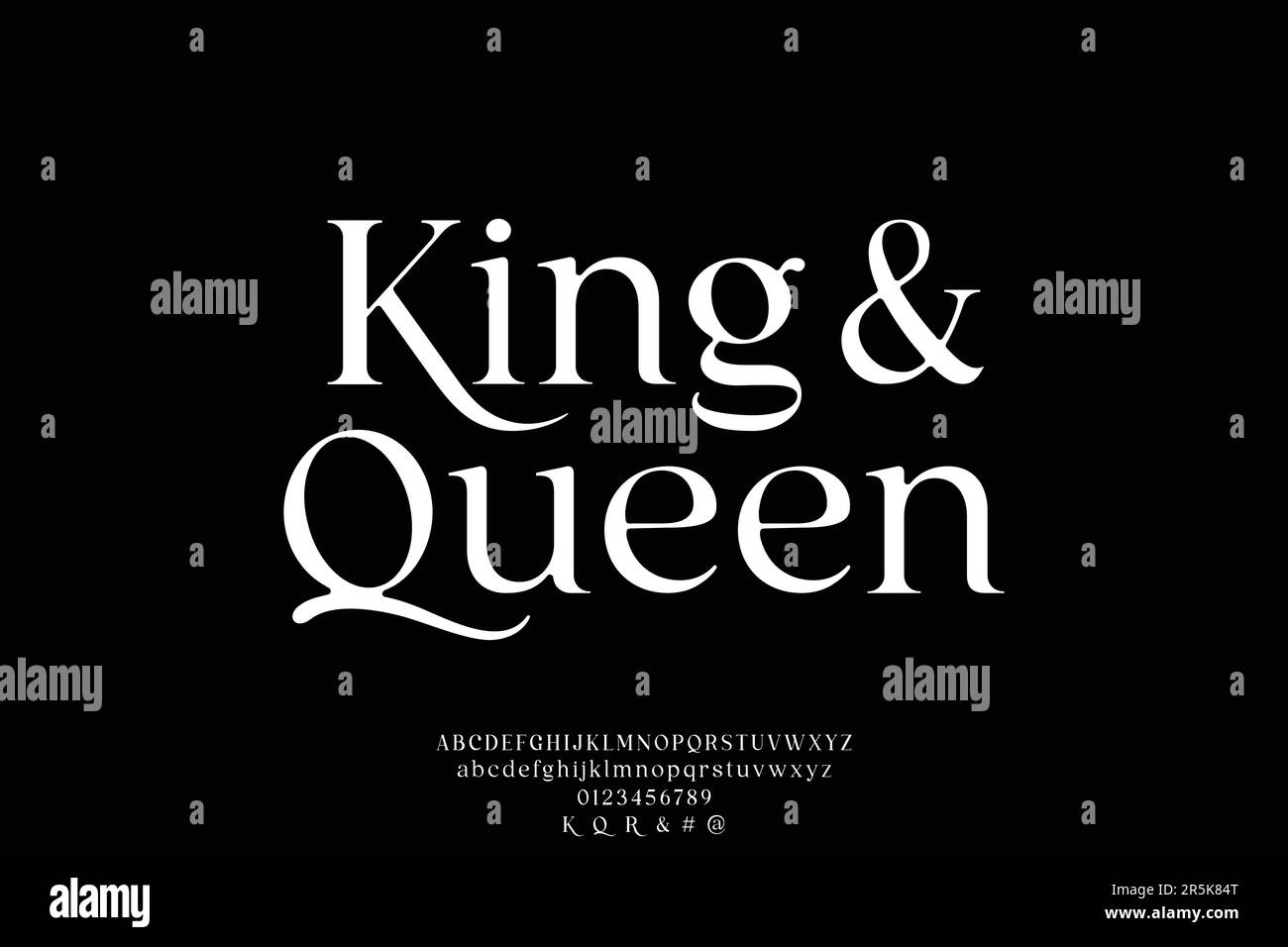 Elegant luxury king and queen font vector illustration. Vintage ...