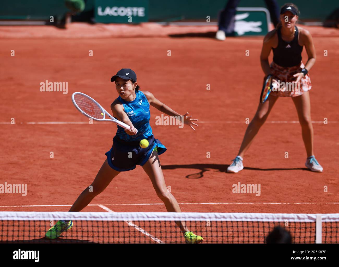 Paris, France. 4th June, 2023. Zhang Shuai (L) of China/Kristina Mladenovic of France compete ...