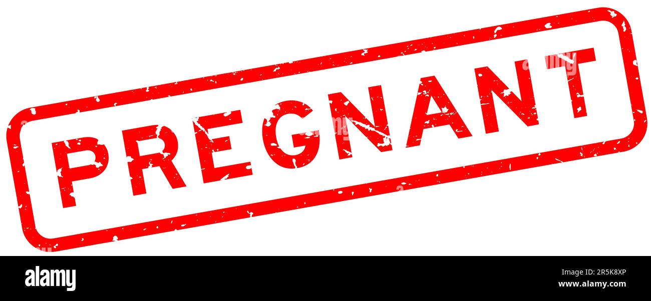 Grunge red pregnant word square rubber seal stamp on white background ...