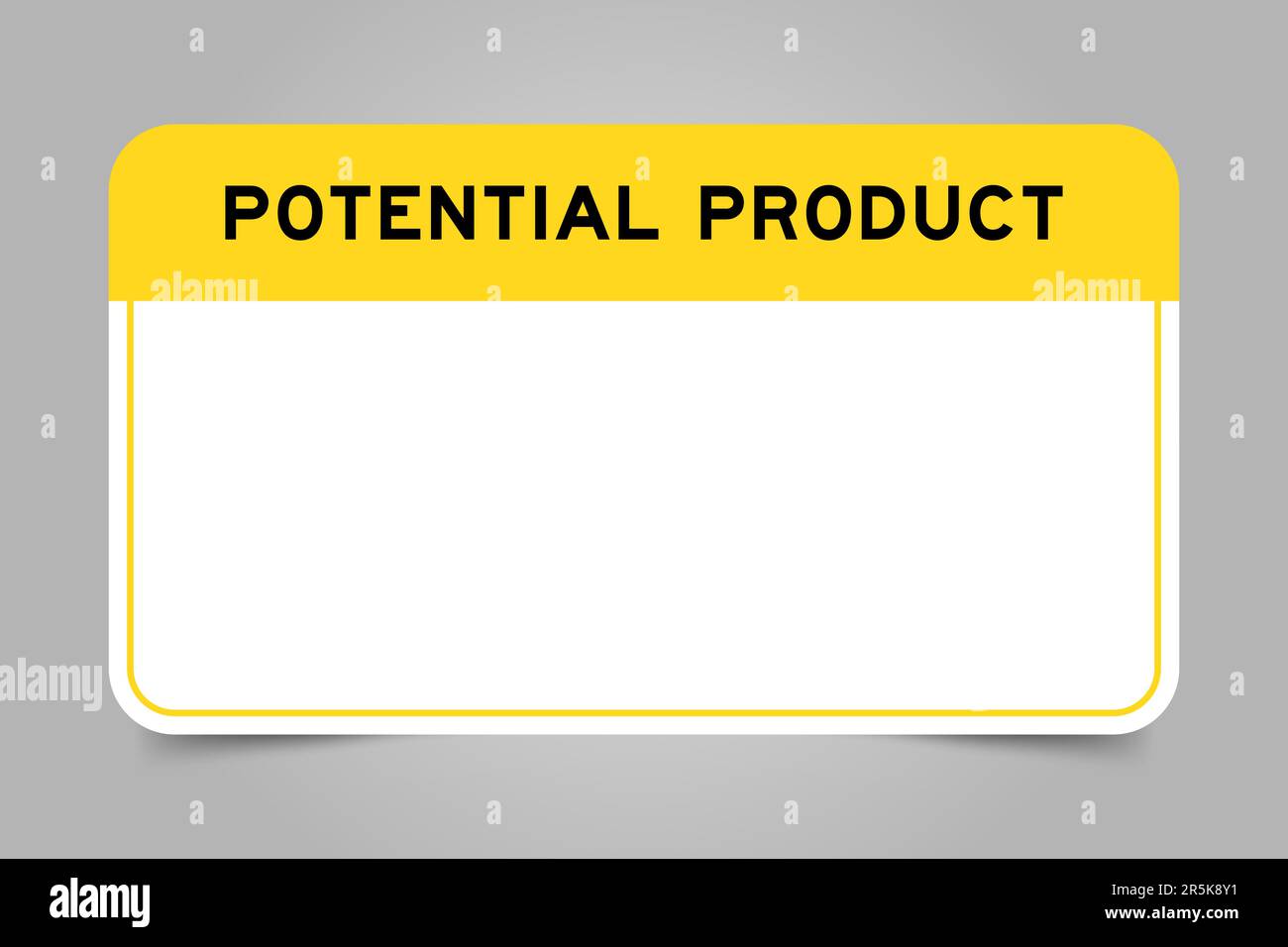 Label banner that have yellow headline with word potential product and ...
