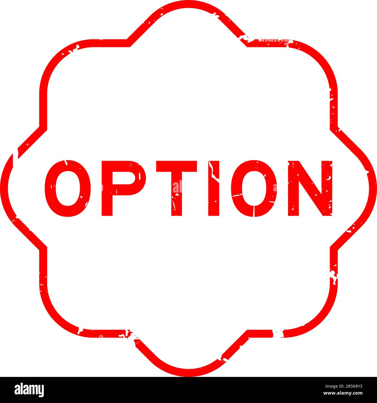 Grunge red option word rubber seal stamp on white background Stock ...