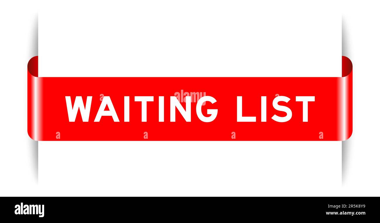 Red color inserted label banner with word waiting list on white background Stock Vector Image ...