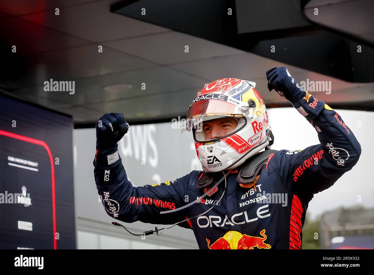 BARCELONA - Max Verstappen (Red Bull Racing) cheers after winning the ...