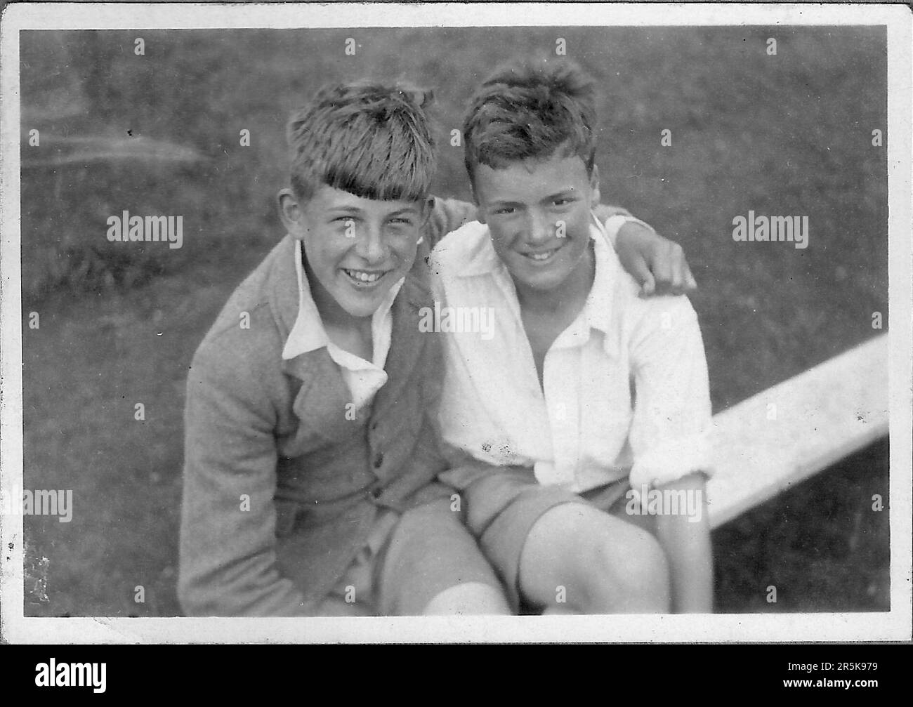 two teens holding each other and smiling at the camera (1946 Stock ...