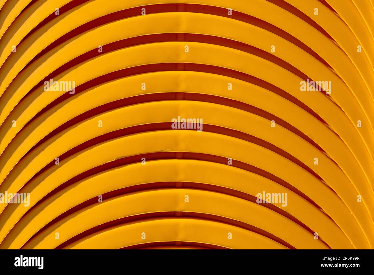 Group of stacked yellow underground storm water mitigation units on a ...