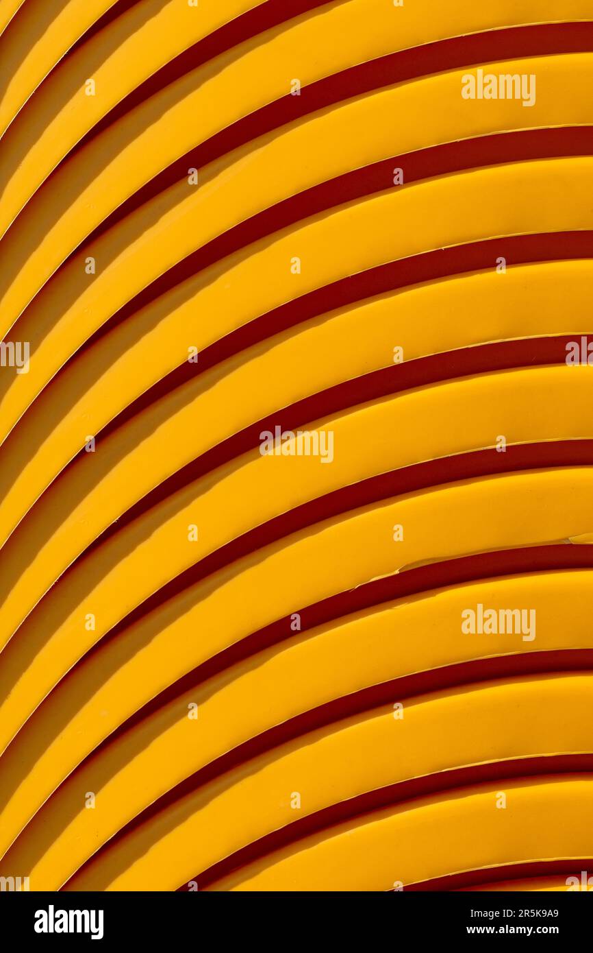 Group of stacked yellow underground storm water mitigation units on a ...