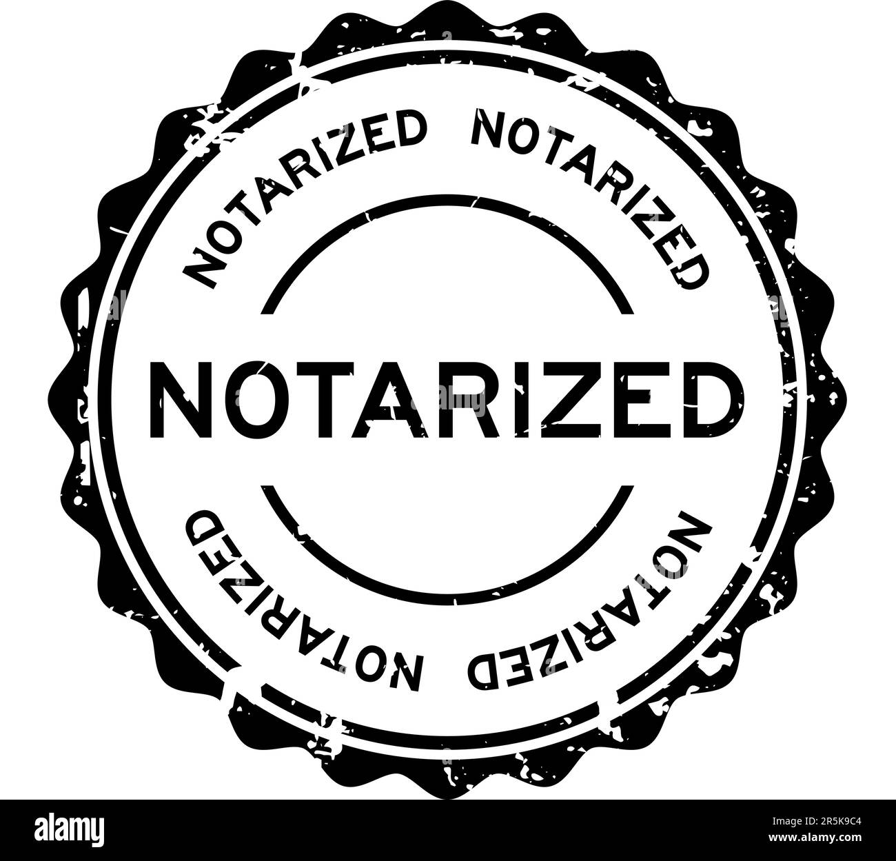 Grunge black notarized word round rubber seal stamp on white background ...