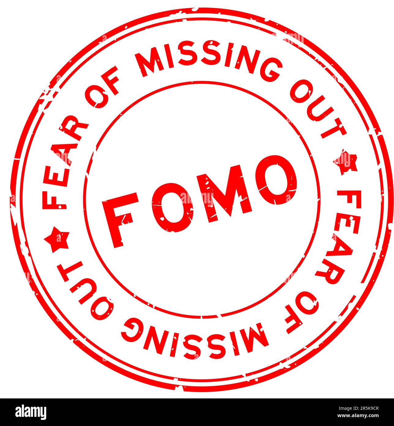 Grunge red FOMO fear of missing out word round rubber seal stamp on ...