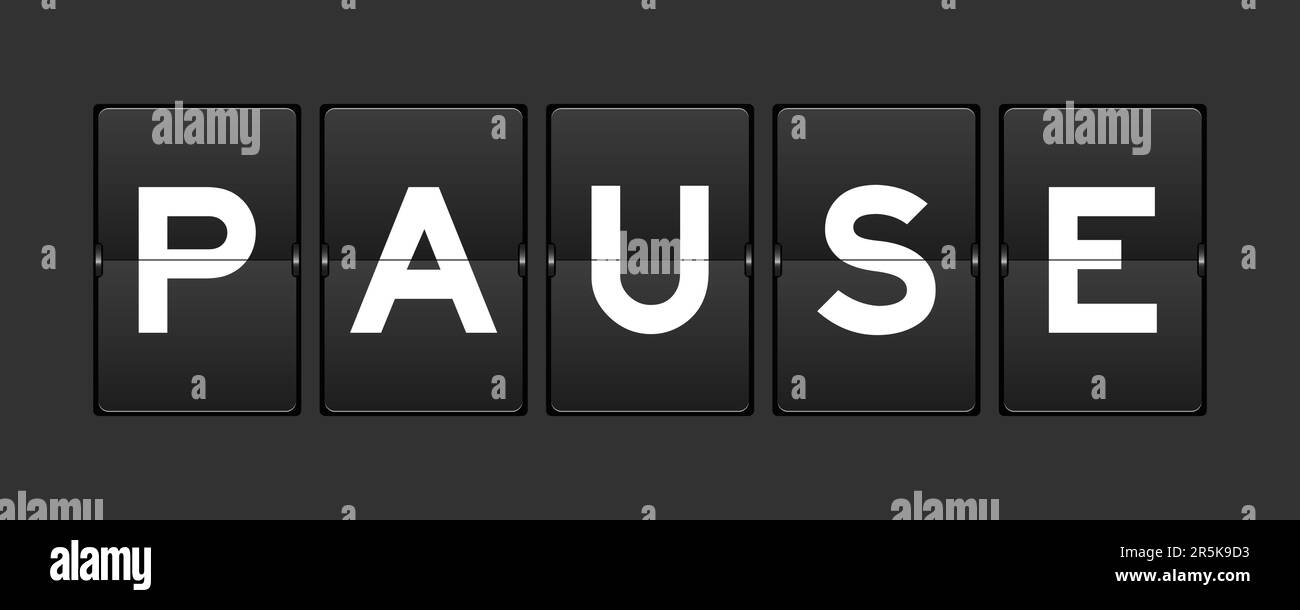 Black color analog flip board with word pause on gray background Stock ...