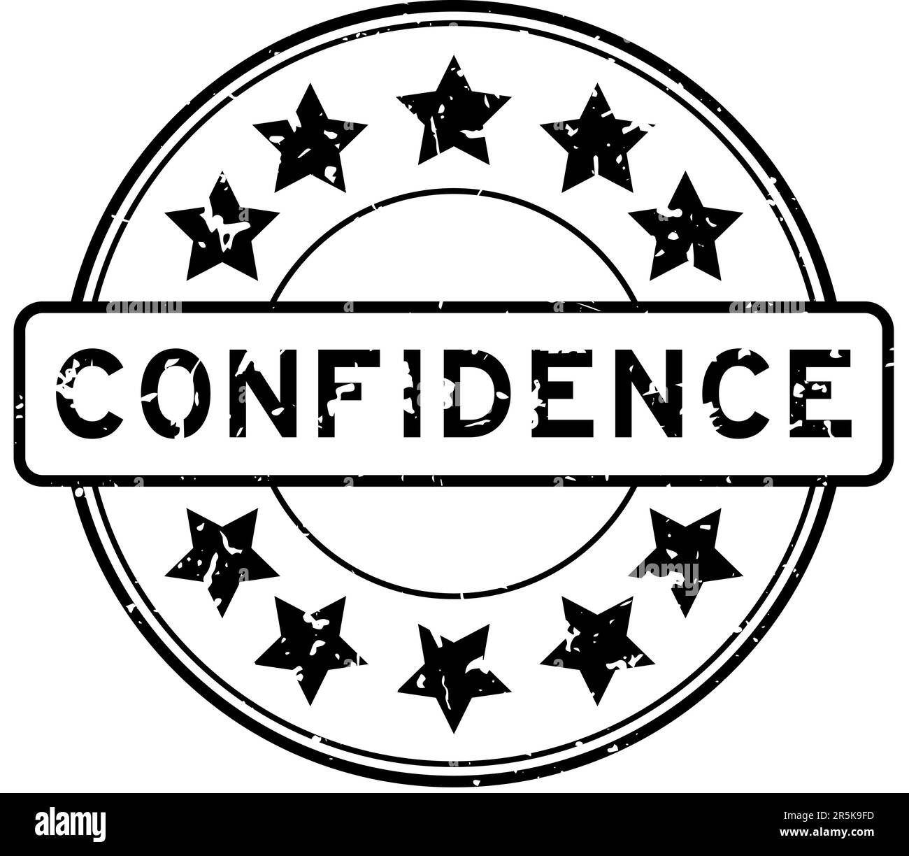 Grunge black confidence word with star icon round rubber seal stamp on ...