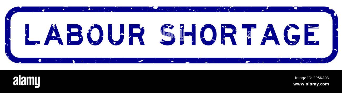 Grunge blue labour shortage word square rubber seal stamp on white ... Grunge blue labour shortage word square rubber seal stamp on white ...