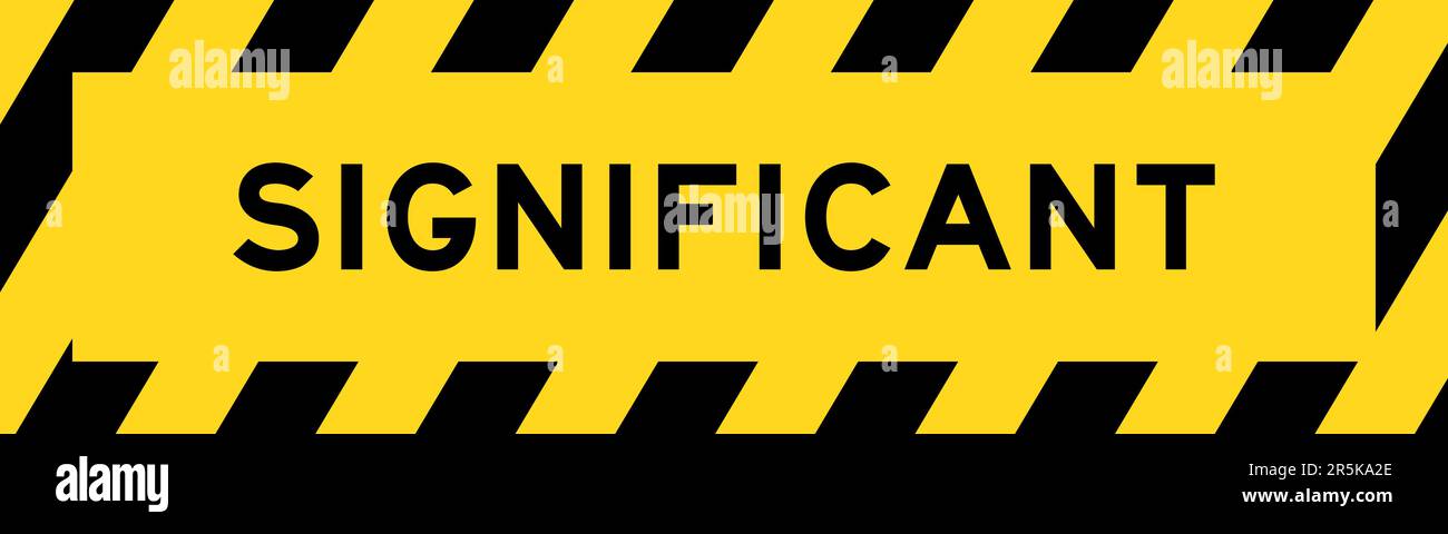 Yellow and black color with line striped label banner with word ...