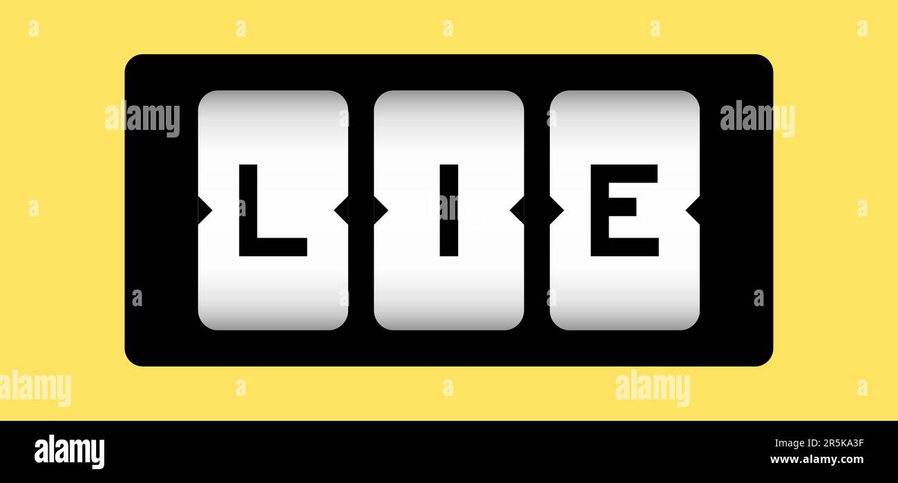 Black color in word lie on slot banner with yellow color background ...