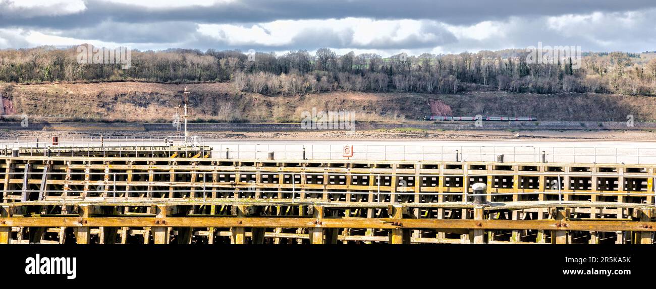 View of railway line near Lydney from the entrance to Sharpness Docks ...