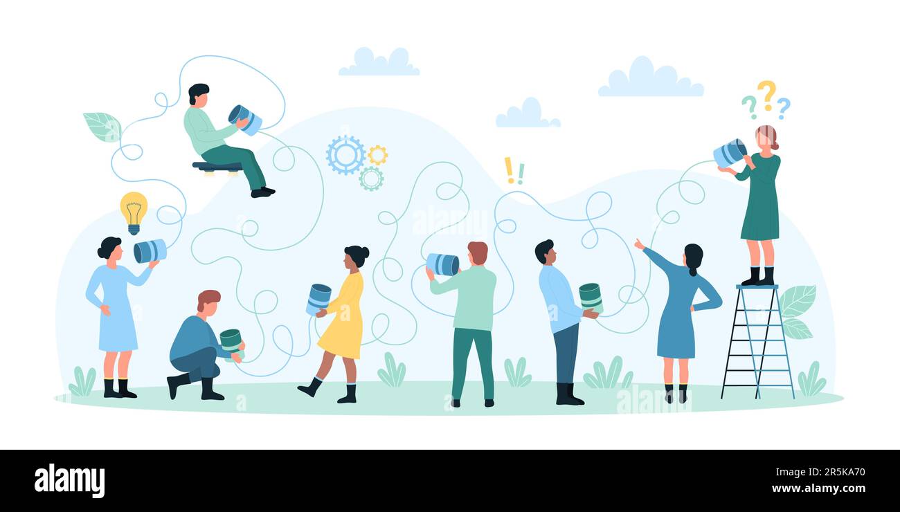 Bad communication of business team vector illustration. Cartoon tiny ...