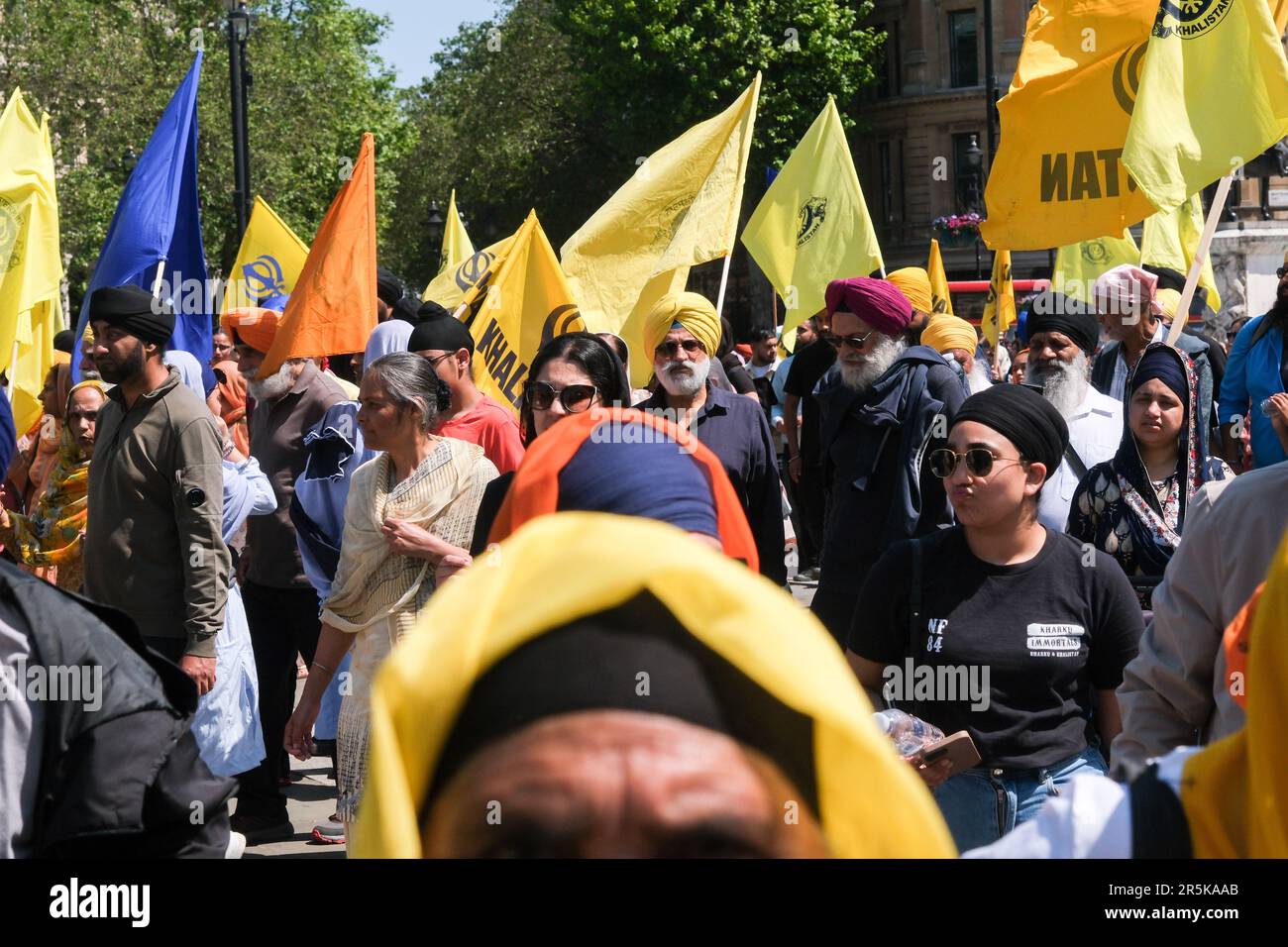 Trafalgar Square, London, UK. 4th June 2023, Sikhs in Trafalgar Square ...