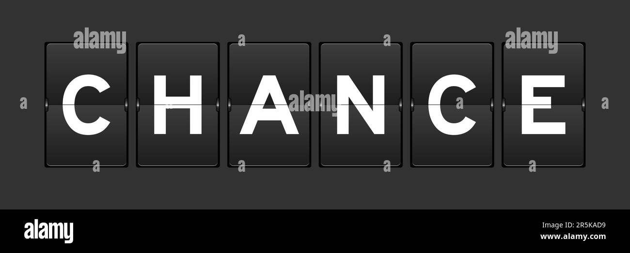 Black color analog flip board with word chance on gray background Stock ...