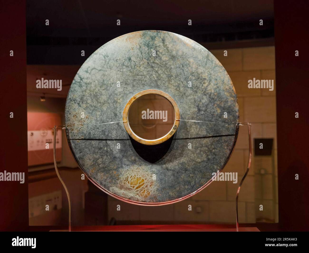 CHENGDU, CHINA - JUNE 2, 2023 - Unearthed jade artifacts are displayed ...