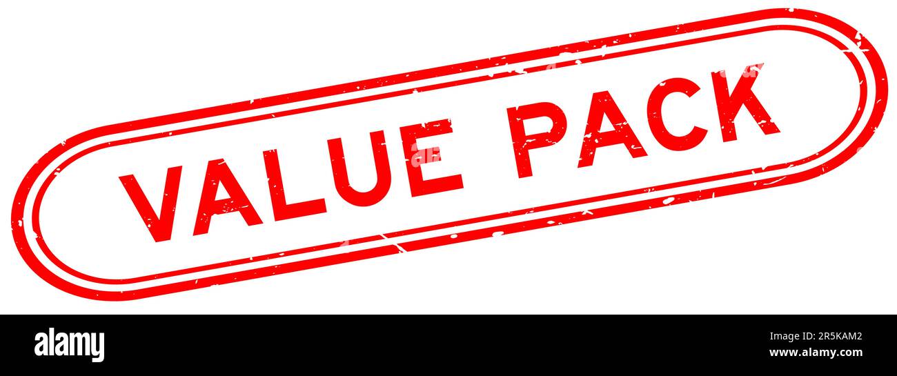 Grunge red value pack word rubber seal stamp on white background Stock ...