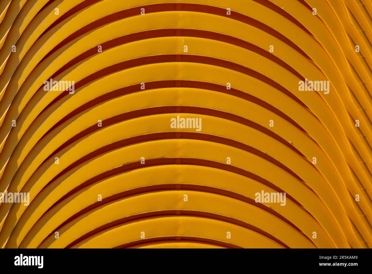 Group of stacked yellow underground storm water mitigation units on a ...