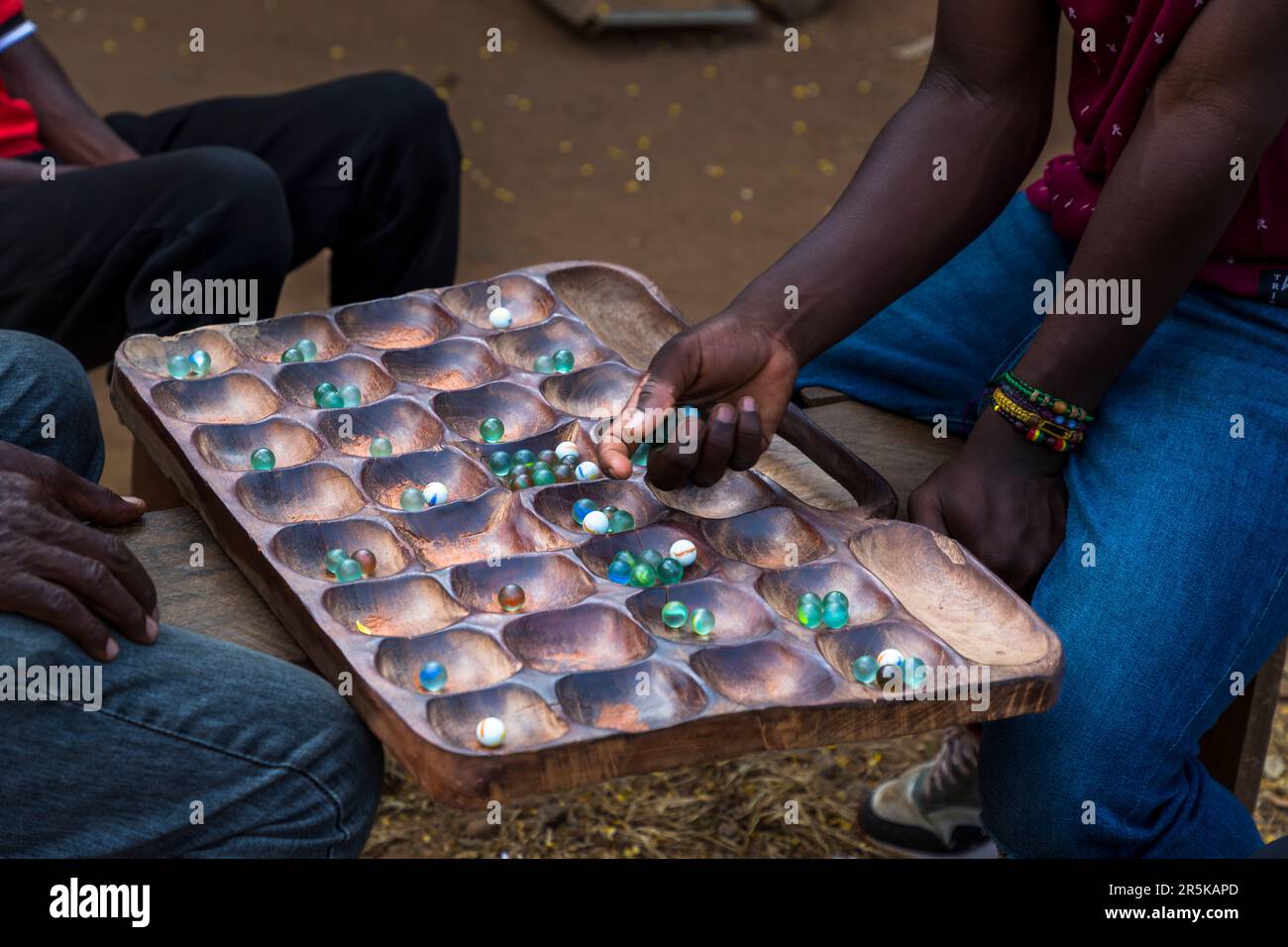 Bao-Game (Mancala) on the Curio Market in Lilongwe, Malawi Stock Photo ...