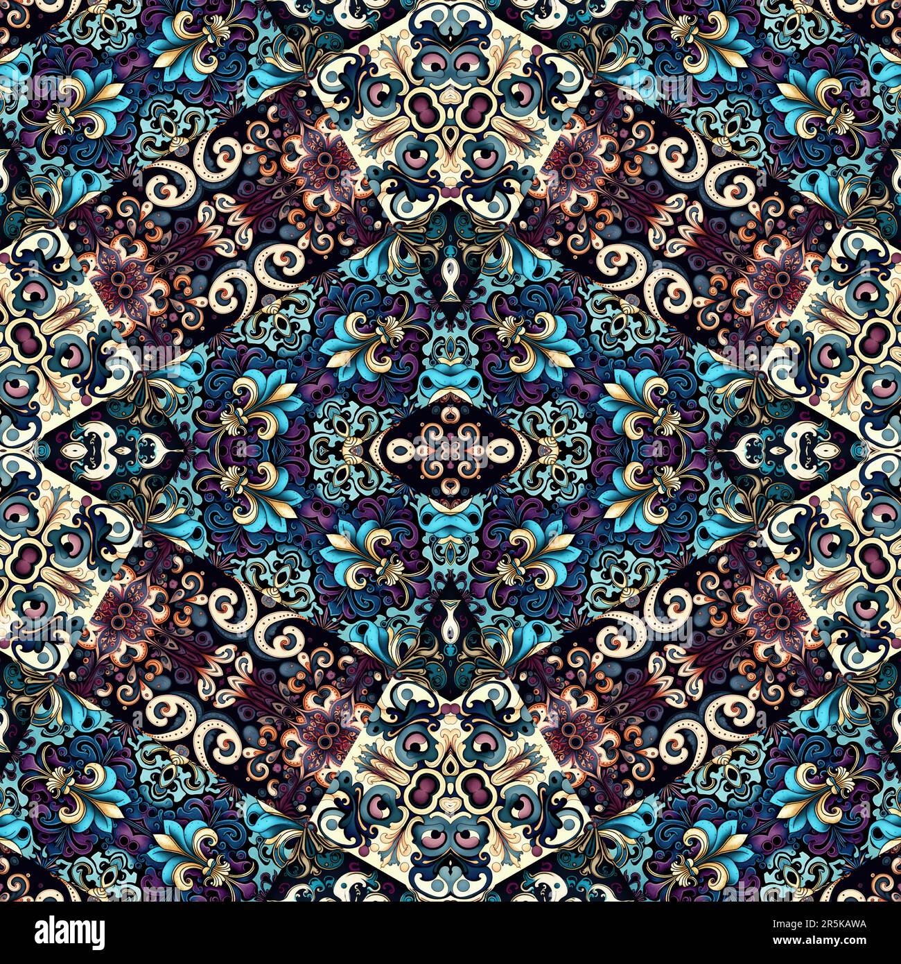 Ornamental victorian seamless wallpaper in roccoco style. Repeat tile ...