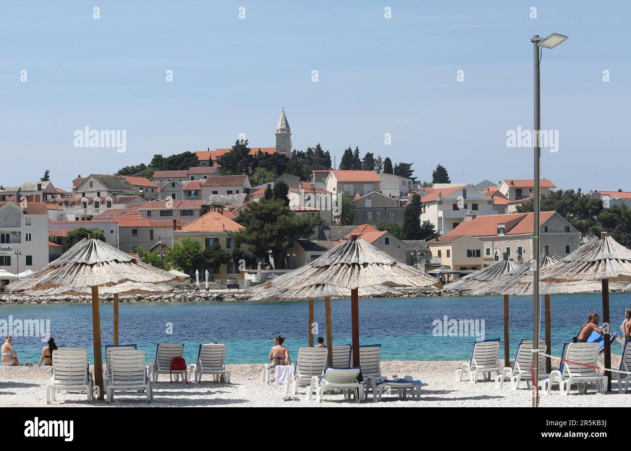 Primosten, Croatia. 04th June, 2023. Visitors at beach in Primosten ...