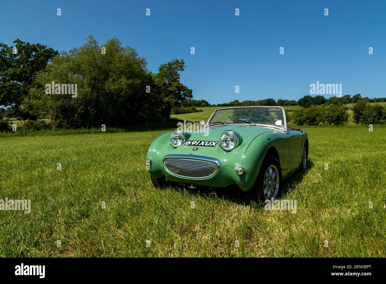 Frog-eyed Sprite. Classic car meet at Hanley Farm, Chepstow Stock Photo ...