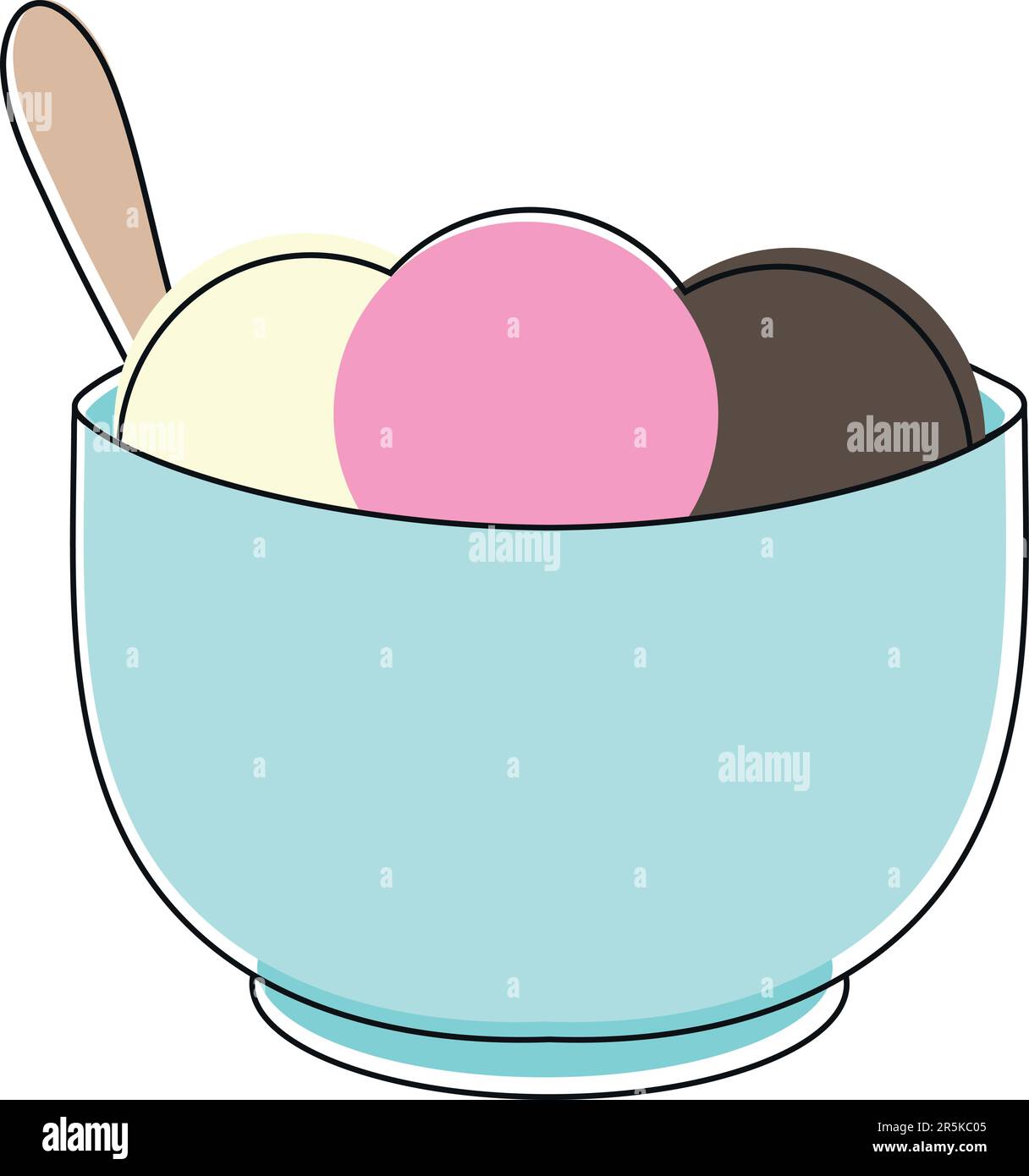 Ice cream balls in a bowl isolated on white background. Vector ...