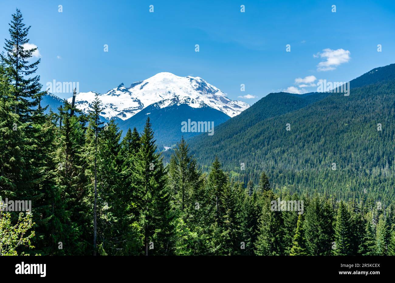 A view of Mount Rainier from highway 410 in Washington State Stock ...