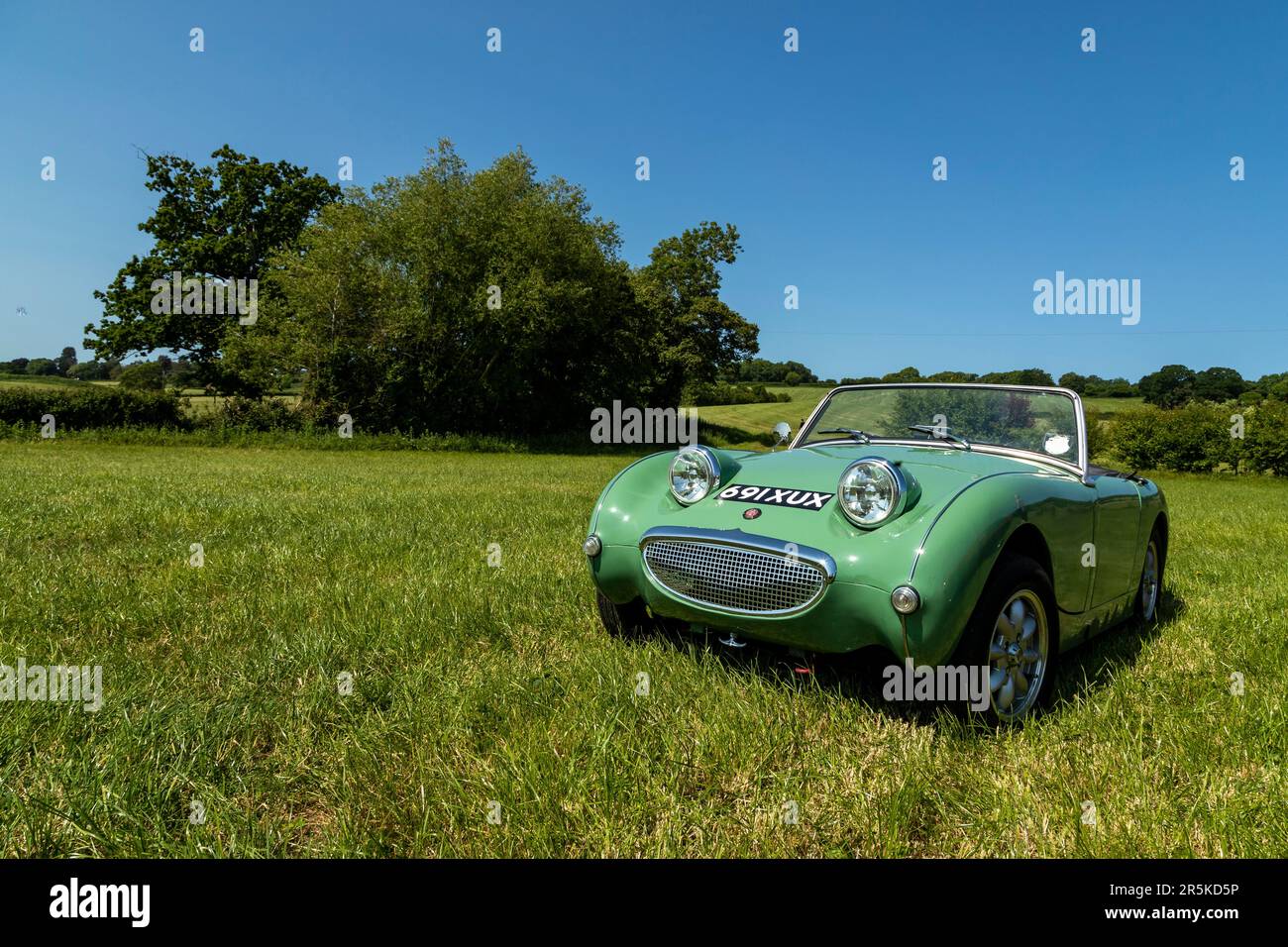 Frog-eyed Sprite. Classic car meet at Hanley Farm, Chepstow Stock Photo ...