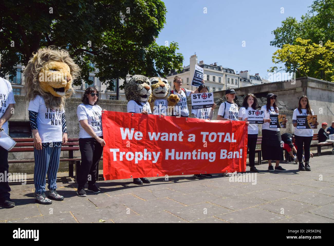 London, UK. 4th June 2023. Activists from the Campaign to Ban Trophy ...