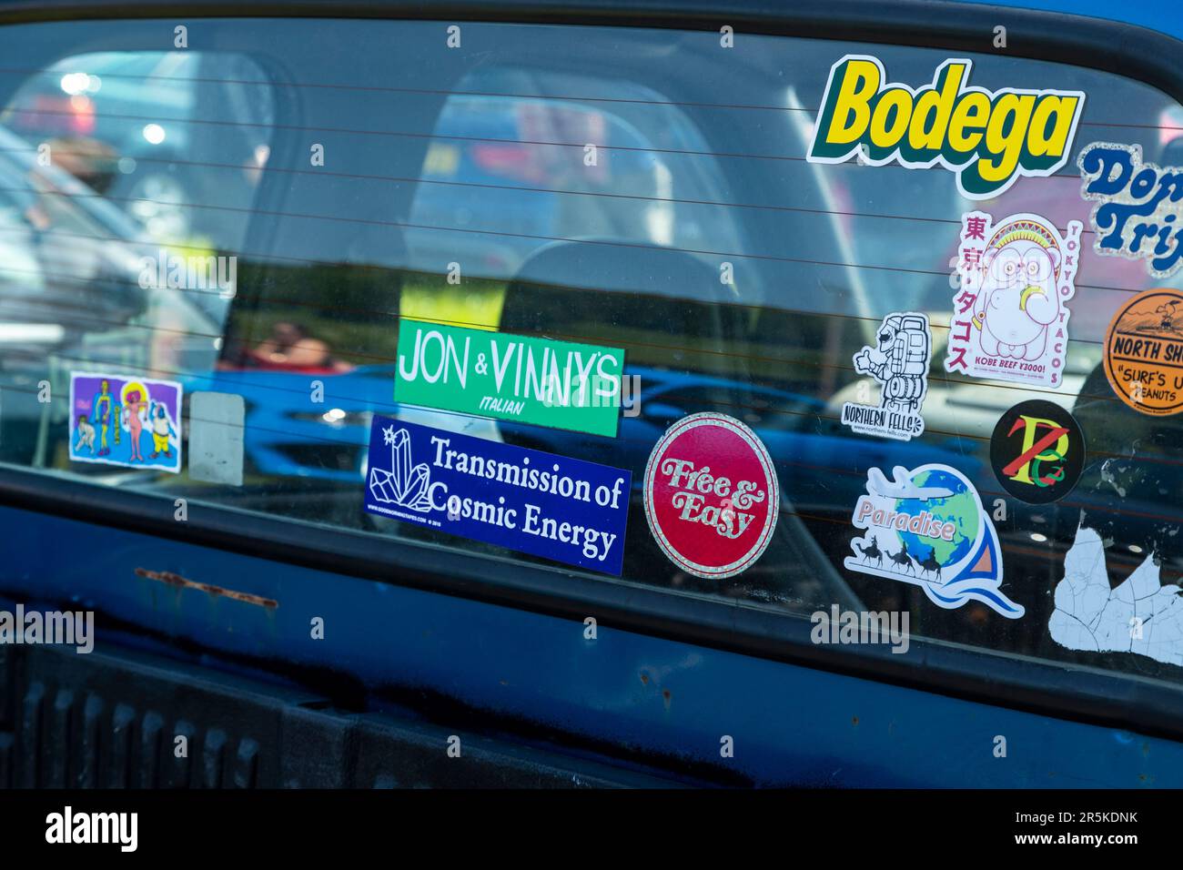 Car stickers. Classic car meet at Hanley Farm, Chepstow Stock Photo - Alamy