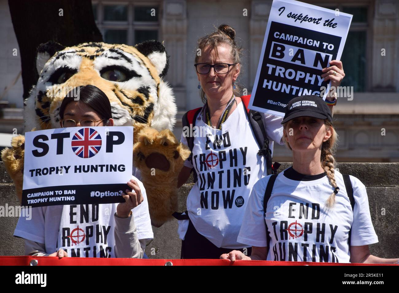 London, UK. 4th June 2023. Activists from the Campaign to Ban Trophy ...