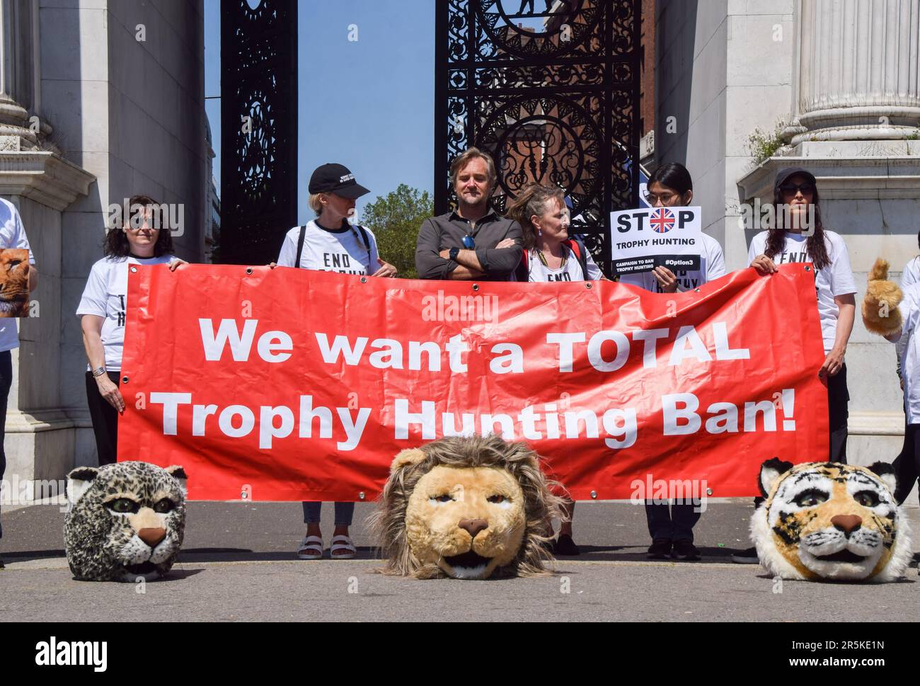 London, UK. 4th June 2023. Activists from the Campaign to Ban Trophy ...