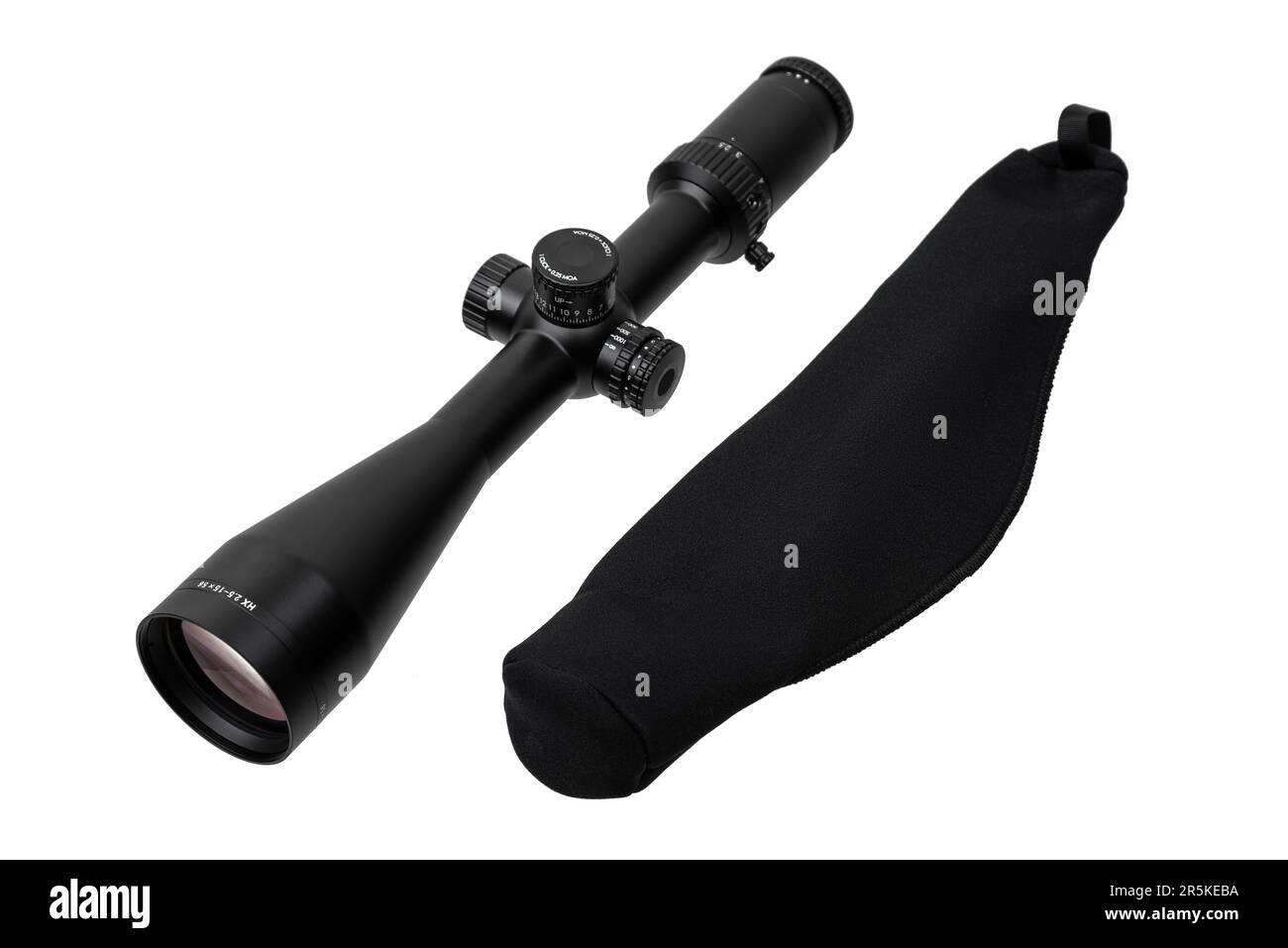 Modern sniper scope on a white background. Optical device for aiming ...