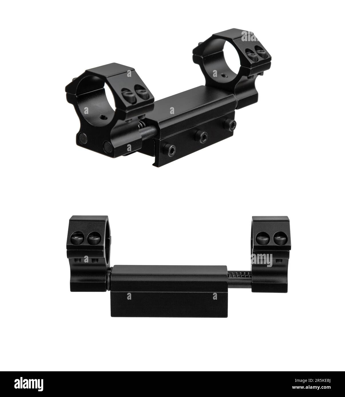 Quick disconnect mount made for holding a scope on a rifle isolated on ...