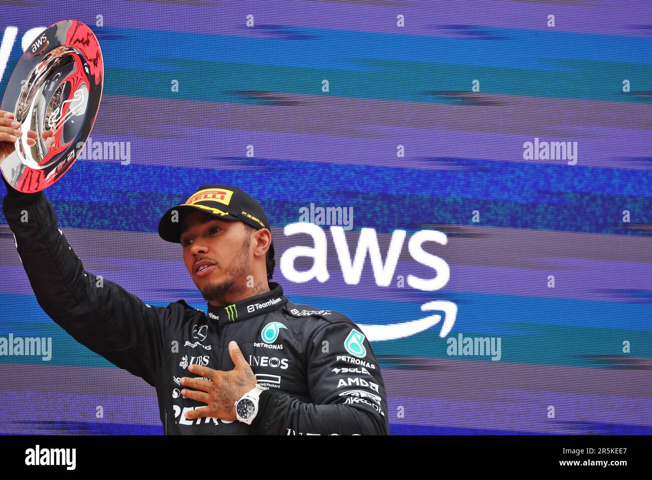 Lewis hamilton podium barcelona 2023 hi-res stock photography and ...