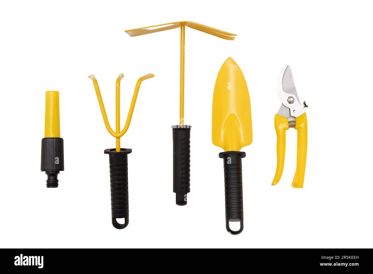 Gardening yellow set. Garden tools isolated on transparent background ...